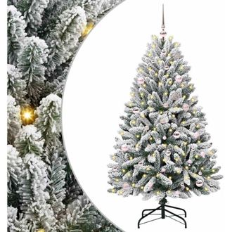 vidaXL K&uuml;nstlicher Weihnachtsbaum Gr&uuml;n und Wei&szlig; 150 cm PVC und Metall vidaXL