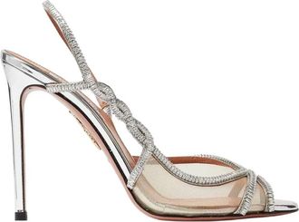 Aquazzura Femme, Chaussures, Gris, Taille: 37 EU Crystal Weave Sandal 105