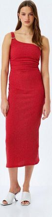 Koton Midikleid Koton Drapierter Midi-Slim-Fit-Dress