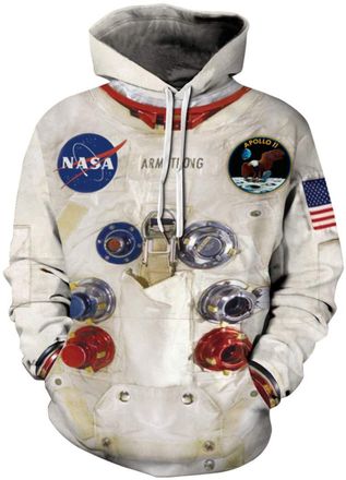 EUDOLAH Herren Hoodies 3D Druck NASA Astronaut Logo Kapuzenpullover mit Tasche (2XL A-NASA 066)