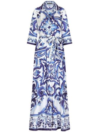 Dolce & Gabbana Hemdkleid mit Majolica-Print - Blau