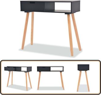 vidaXL Table console Bois de pin massif 80 x 30 x 72 cm Noir - Table Basse - Meuble tv - Table Dappoint - Table Console - Rangement Petit Objet