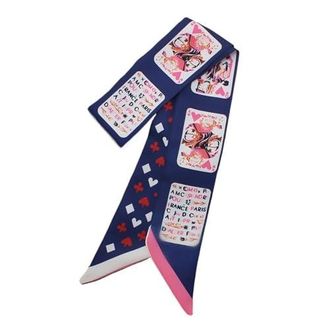 Generico Écharpe imprimée européenne pour femme - accessoire polyvalent pour bande de cheveux et poignée de sac, Dark Blue, 88x5cm