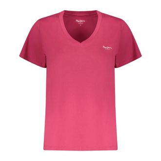 Pepe Jeans London Femme, Tops, Rose, Taille: 40 FR T-shirt &agrave; manches courtes et col en V