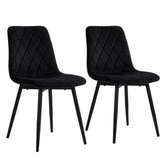 Relaxdays Relaxdays Set Di 2 Sedie Imbottite In Velluto, Gambe In Metallo, Capacit&agrave; 120kg, Nere