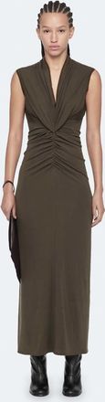 AllSaints Dariya Kleid in verwaschenem Khaki-Braun