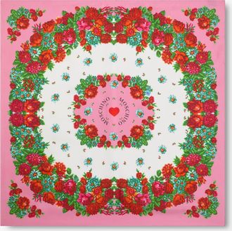 Moschino Foulard en soie imprim&eacute; - Rose