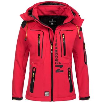 Geographical Norway Damen Softshelljacke Tassion Kapuze, Stehkragen coral/anis S