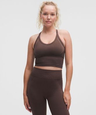 lululemon Get Low Trainings-Tanktop mit &uuml;berkreuzten Tr&auml;gern Leichter Halt f&uuml;r B/C-Cups f&uuml;r Frauen - Gr&ouml;&szlig;e XL in Sequoia/Twig