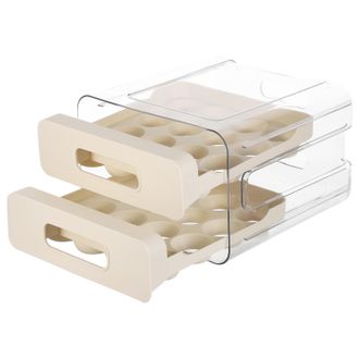 Valiclud Eierhalter K&uuml;hlschrank 32 F&auml;cher aus Transparentem Kunststoff Stapelbar Schubladen Eierbox mit Rutschfestem Boden f&uuml;r Haushalte