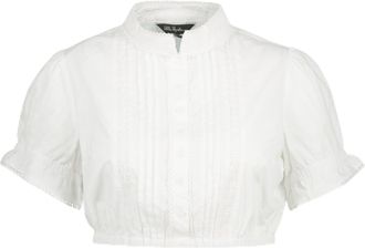 Ulla Popken Damen große Größen Übergrößen Plus Size Dirndlbluse, Biesen, Spitze, Stehkragen, Halbarm schneeweiß 54 816306200-54