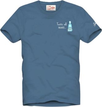 MC2 Saint Barth Homme, Tops, Bleu, Taille: XL Portofino T-shirt avec imprim&eacute; sur le devant en coton