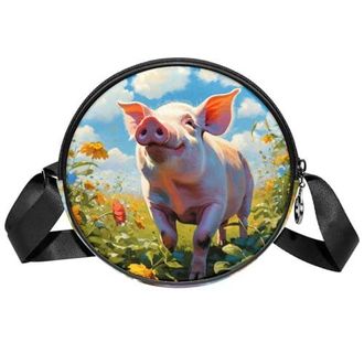 Generic Sac &agrave; bandouli&egrave;re rond pour femme, petit sac &agrave; bandouli&egrave;re avec fermeture &eacute;clair, bretelles r&eacute;glables, style d&eacute;contract&eacute;, pour femmes et filles