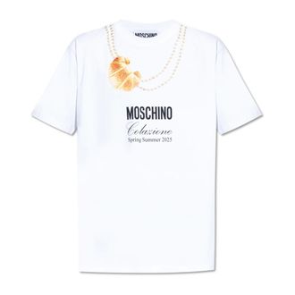 Moschino Homme, Tops, Blanc, Taille: S T-shirt avec impression