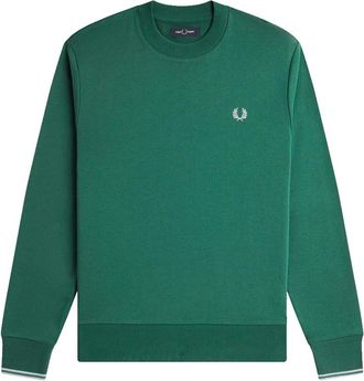 Fred Perry Homme, Sweatshirts et sweats à capuche, Vert, Taille: M SweaT-shirt Classique en Coton avec Broderie de Laurier