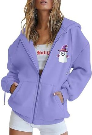 Generic Sweat &agrave; capuche dHalloween pour femme - Sweat &agrave; capuche pour femme - Automne et hiver - Cardigan - Loisirs - Sport - T-shirt &agrave; manches longues - Impri