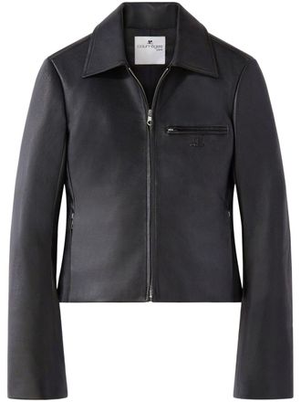 Courrèges veste en cuir à fermeture zippée - Noir