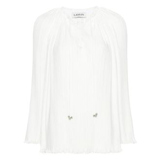 Lanvin Plissierte Bluse - - Blouses & Shirts - Damen - Wei&szlig; - S