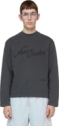 Acne Studios Homme, Tops, Noir, Taille: M T-shirt &agrave; logo brod&eacute;