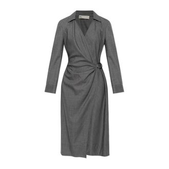 Tory Burch Robe &agrave; fermeture portefeuille - Femme - Robes - Gris - Taille: 42 FR
