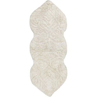 Beliani Tapis de Bain en Coton Forme Irr&eacute;guli&egrave;re &agrave; Motifs D&eacute;coratifs 150 x 60 cm Beige Canbar