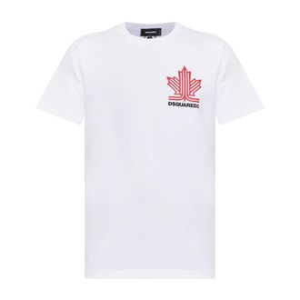 Dsquared2 Baumwoll-T-Shirt mit Print-Logo - - Tops - Herren - Wei&szlig; - XL