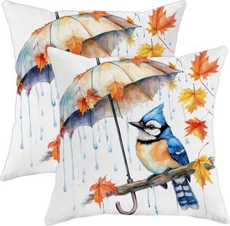 Generic Herbstlicher Blauh&auml;her Sofakissen Dekorative Kissenh&uuml;llen Weich Dekokissen F&uuml;r Bett Sofa Hotel 45X45Cm 2Er Set