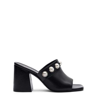 Stuart Weitzman Femme, Chaussures, Noir, Taille: 37 1/2 EU Mule Glamour Ornée de Perles