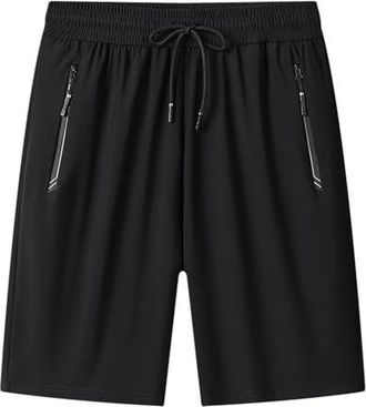 Generic Short de bain pour homme - Short dentra&icirc;nement l&eacute;ger pour entra&icirc;nement sportif, course &agrave; pied, randonn&eacute;e, jogging avec poches zipp&eacute;es, Noir, 4XL