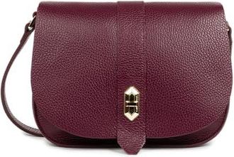 Lancaster | Top Double - Sac beSace Cuir de Vachette Grain&eacute; Bordeaux - In - Or p&acirc;le