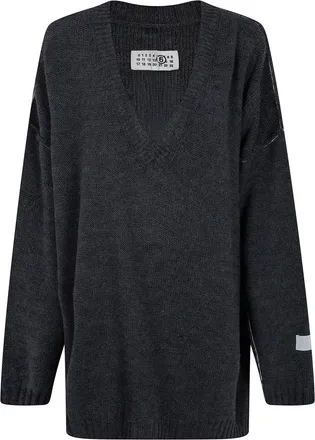 Maison Margiela Femme, Pulls, Gris, Taille: 38 FR V-neck Tricots