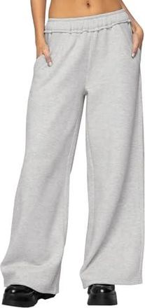 Generic Pantalon de jogging ample pour femme - Pantalon de surv&ecirc;tement d&eacute;contract&eacute; &agrave; taille &eacute;lastique - Pantalon large avec poches - Coupe ample - Jambe droit