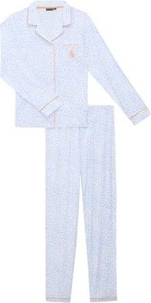 Arthur Pyjama Femme boutonn&eacute;, Ensemble Manches Longues et Pantalon - en Modal, Mati&egrave;re l&eacute;g&egrave;re, Respirante et Douce - Motif L&eacute;opard Bleu - Taille M