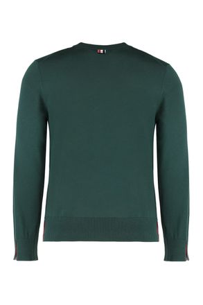 Thom Browne Mens Sweater With Round Neck Virgin Wool Green Sweatshirts