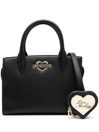 Love Moschino sac cabas &agrave; plaque logo - Noir