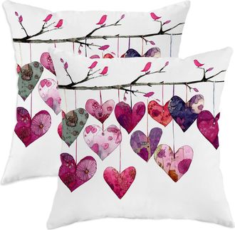 Generic Herzen, Fantasievolle, Romantische V&ouml;gel, Zweige, Fr&uuml;hling Dekokissen Weich Zierkissenbez&uuml;ge Dekorative Dekokissenbezug F&uuml;r Hotel B&uuml;ro Heimdekoration 