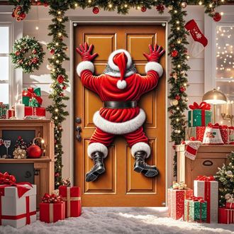 Generic Weihnachten T&uuml;r Abdeckung Dekoration, Lustiger Weihnachtsmann H&auml;ngen Banner Hintergrund, Weihnachtsbanner, Weihnachtlicher Zierschmuck, f&uuml;r Haus Haust