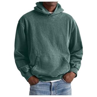 Generic Sweat &agrave; capuche pour homme - Pull r&eacute;tro - Manches longues - Coupe droite - En tissu denim - Confortable - T-shirt de sport basique - Pull de transitio