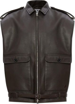 Courr&egrave;ges Femme, Vestes, Brun, Taille: 38 FR Gilet en cuir