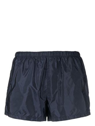 Prada short de bain &agrave; plaque logo - Bleu
