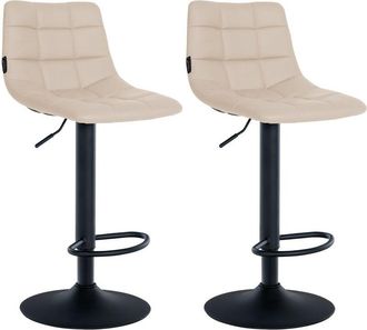 Clp Lot de 2 tabourets de bar Jerry en similicuir Cr&egrave;me Noir