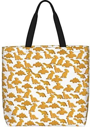 Generic Sac Fourre-Tout Poulet Dinosaure Mignon Sac &Agrave; Dos R&eacute;utilisable De Grande Capacit&eacute; Sacs En Toile &Eacute;paule, Pour Tous Les Jours, Burea, Voyage, Femmes