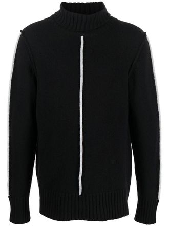 EGONlab. pull ray&eacute; &agrave; col montant - Noir