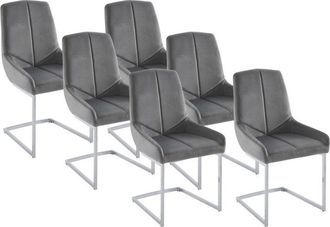 Vente-Unique Vente-unique - Lot de 6 chaises en velours et métal - Gris - berlona