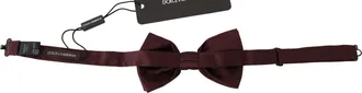 Dolce & Gabbana Mens Silk Polka Dot Adjustable Neck Bow Tie Papillon Brown
