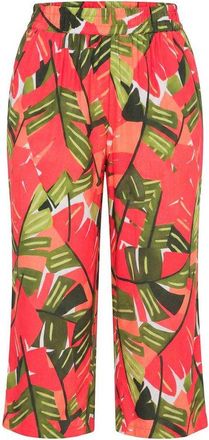 Ulla Popken Schlupfhose Culotte Rose Palmen weites Bein Elastikbund
