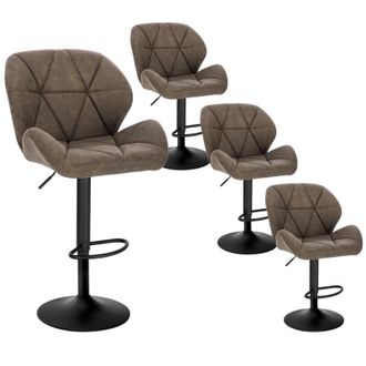 Woltu Barhocker 4er Set, Barstuhl H&ouml;henverstellbar, Bistrohocker mit R&uuml;ckenlehne, h&ouml;henverstellbar, 360&deg; Drehbar, Tresenhocker aus Kunstleder, belastbar