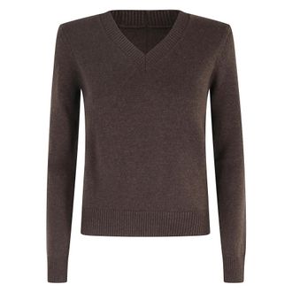 Maison Margiela Brauner V-Ausschnitt Pullover Langarm - - Knitwear - Damen - Braun - S
