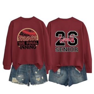 Generic Sweat-shirt uni pour femme - Manteau senior 2026 The Final Inning - Col rond - Doublure en polaire - Manches longues - Couleur unie - Vêtements de spo