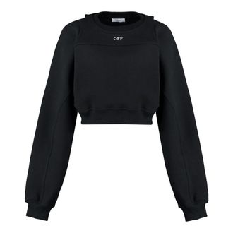 Off-white Logo Detail Baumwoll-Sweatshirt - - Sweatshirts & Hoodies - Damen - Schwarzk - S